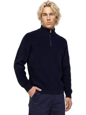 KL JEANS Jeans Half-zip Box Logo Sweater - Peacoat