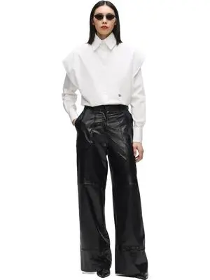 Karl Lagerfeld Wide-leg Leather Trousers - Black