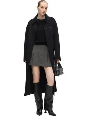 Karl Lagerfeld Belted Long Wool-blend Coat - Black