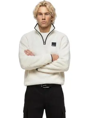 KL JEANS Half-zip Fleece Sweatshirt - Egret