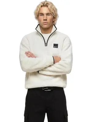 Karl Lagerfeld Half-zip Fleece Sweatshirt Egret