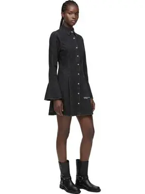 KL JEANS Jeans Flared Sleeve Denim Shirt Dress - Washed Black