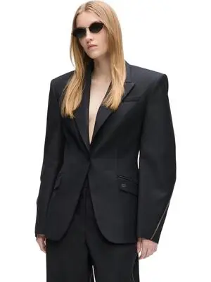 Karl Lagerfeld Zip Detail Tailored Blazer - Black