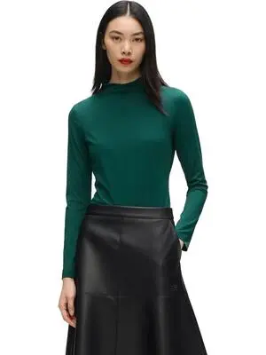 Karl Lagerfeld Mock Neck Long Sleeve Snake Print Top - Garden