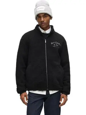 Karl Lagerfeld Loungewear Zip-up Fleece Jacket - Black