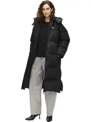 Karl Lagerfeld Long Hooded Puffer Jacket - Black
