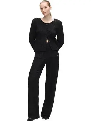 Karl Lagerfeld Bouclé Knitted Sequined Pants - Black
