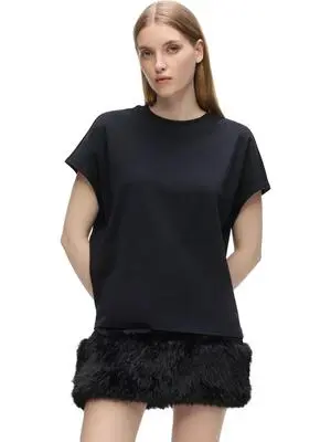 Karl Lagerfeld Karl Lagerfeld Capped Sleeve T-Shirt With Embroidered Logo Black