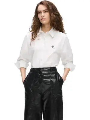 Karl Lagerfeld Ikon Buttoned Cotton Shirt - White