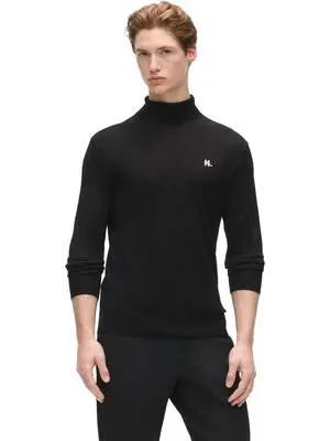 Karl Lagerfeld Monogram Wool Turtleneck Sweater - Black
