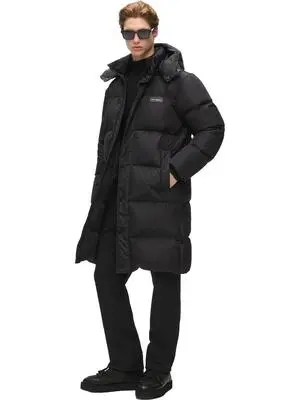 Karl Lagerfeld Long Hooded Puffer Jacket - Black