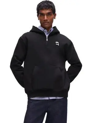Karl Lagerfeld Ikon Half-zip Hoodie - Black
