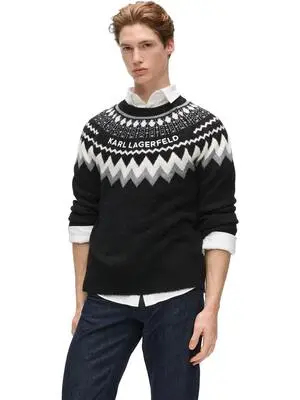 Karl Lagerfeld Fairisle Knitted Sweater - Black