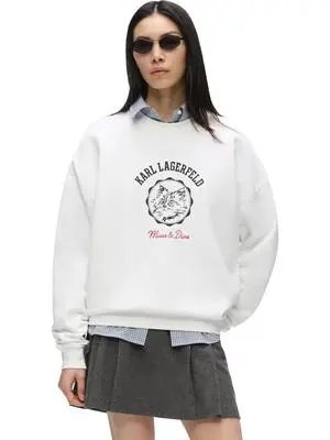 Karl Lagerfeld Karl Lagerfeld Ikon Choupette Muse Sweatshirt White