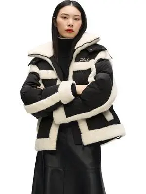 Karl Lagerfeld Faux-shearling Puffer Jacket - Black