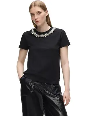 KARL LAGERFELD Karl Lagerfeld Beaded Collar T-Shirt
