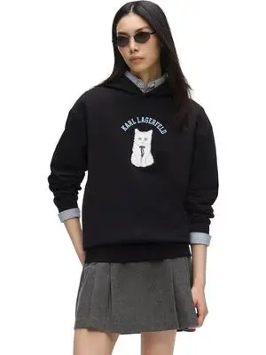 Karl Lagerfeld Ikon Choupette Sketch Hoodie - Black
