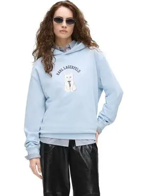 Karl Lagerfeld Ikon Choupette Sketch Hoodie - Kentucky Blue