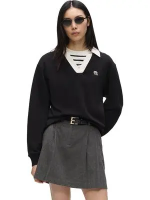 Karl Lagerfeld Ikon V-neck Sweatshirt - Black