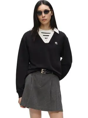 Karl Lagerfeld Ikon V-neck Sweatshirt - Obsidian