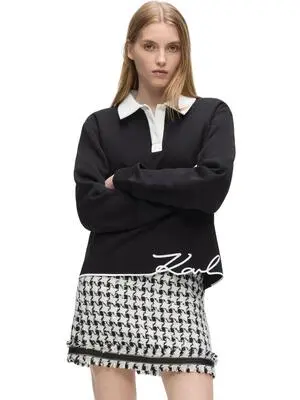 Karl Lagerfeld Signature Polo Sweatshirt - Black