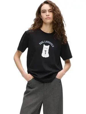 Karl Lagerfeld Ikon Choupette Sketch T-Shirt Black