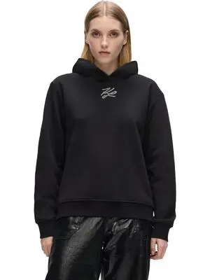 Karl Lagerfeld Rhinestone Autograph Hoodie - Black