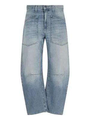 NILI LOTAN Shon" Curved Leg Jeans In Light Wash Denim - Blue