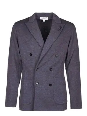LARDINI Double-breasted Knit Blazer - Grey