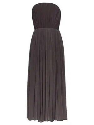 Magda Butrym Strapless Pleated Corset Dress - Brown