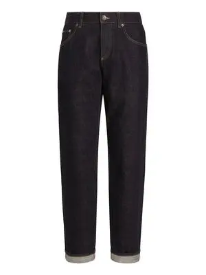 Dolce & Gabbana Cotton Denim Trousers With Embroidery - Multicolor