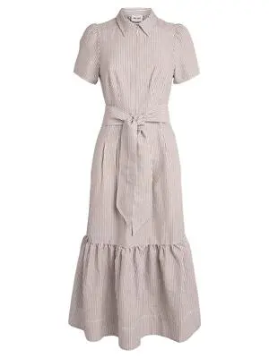 ME+EM Seersucker Midi Shirt Dress - Brown