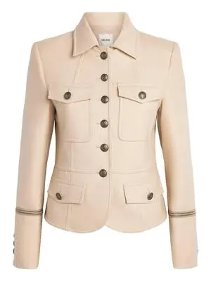 ME+EM Wool-blend Military Jacket With Mandarin Collar - Brown