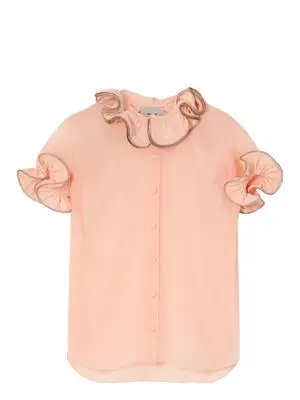 Coperni Zip-embellished Ruffled Chiffon Blouse - No
