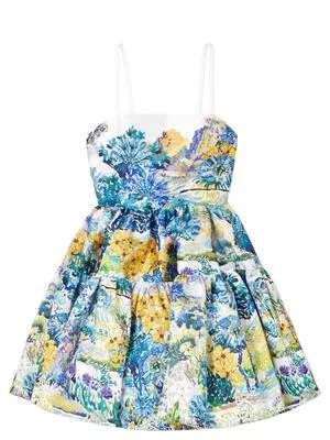 MARY KATRANTZOU Floral-print Cotton-faille Mini Dress - Blue