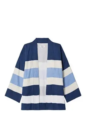 LEMLEM Striped Cotton Kimono Jacket - Blue