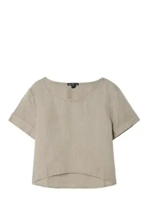 JAMES PERSE James Perse Cropped Linen-Canvas T-Shirt