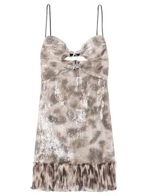 NENSI DOJAKA Leopard Print Sequined Chiffon Mini Dress - No