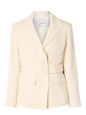 A.L.C. Belted Linen-blend Twill Jacket - White