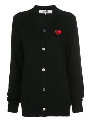 Play Comme Des Garcon Heart Applique Cardigan - Black