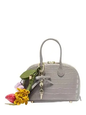 SELF-PORTRAIT Embossed Leather Mini Bag - Grey