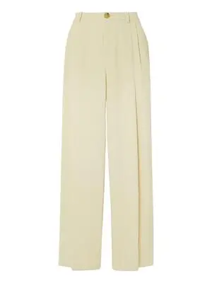 Vince Pleated Recycled-crepe Wide-leg Trousers - White