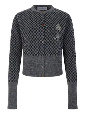 VIVIENNE WESTWOOD Checkerboard Long-sleeve Cardigan - Black
