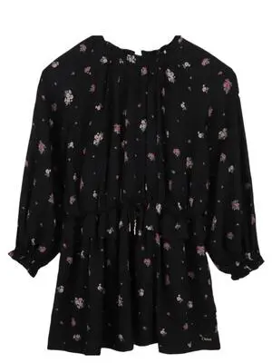 Chloé Floral-print Ruffled Dress - Black