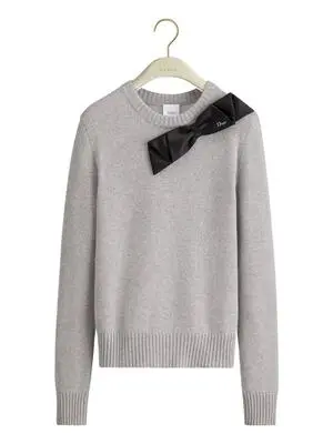 Dior Wool-cashmere Knitwear With Satin Bow Accent - Grey