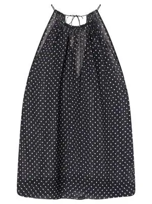NILI LOTAN Halterneck Polka Dot Silk Tank - No