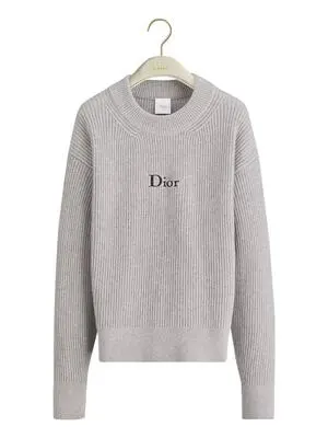 Dior Wool And Cashmere Sweater With Embroidered Logo - Grey