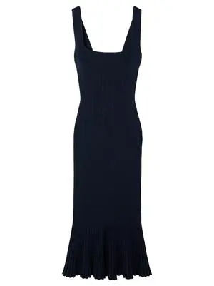 Galvan Pleated Ribbed Stretch-knit Midi Dress - No