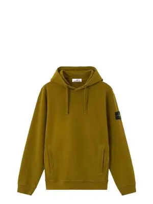 Stone Island Regular-fit Hooded Sweatshirt With Thumbhole Cuffs - Cactus