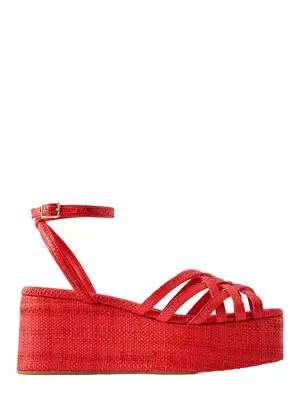 LOEFFLER RANDALL Channing Raffia Platform Sandals - No